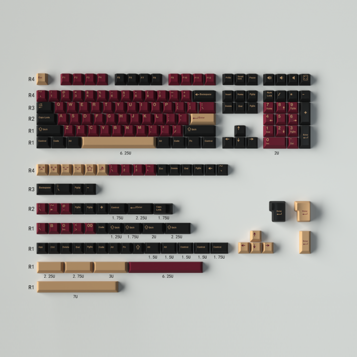 【Keycap Only】GMK Red Samurai KEYCAP 173 Keys Cherry Height ABS Double ...