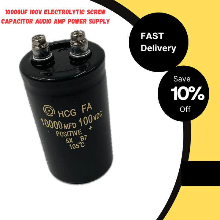 10000uf 100V Electrolytic Screw Capacitor Audio AMP Power Supply ...