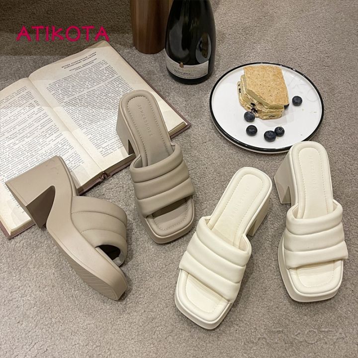 Atikota Women Heels Sandals Simple Fashion Atmosphere Comfortable Non ...