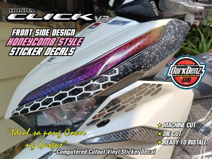 Honda Click Version 3 Front Side Honeycomb Carbon Cut Out Sticker ...