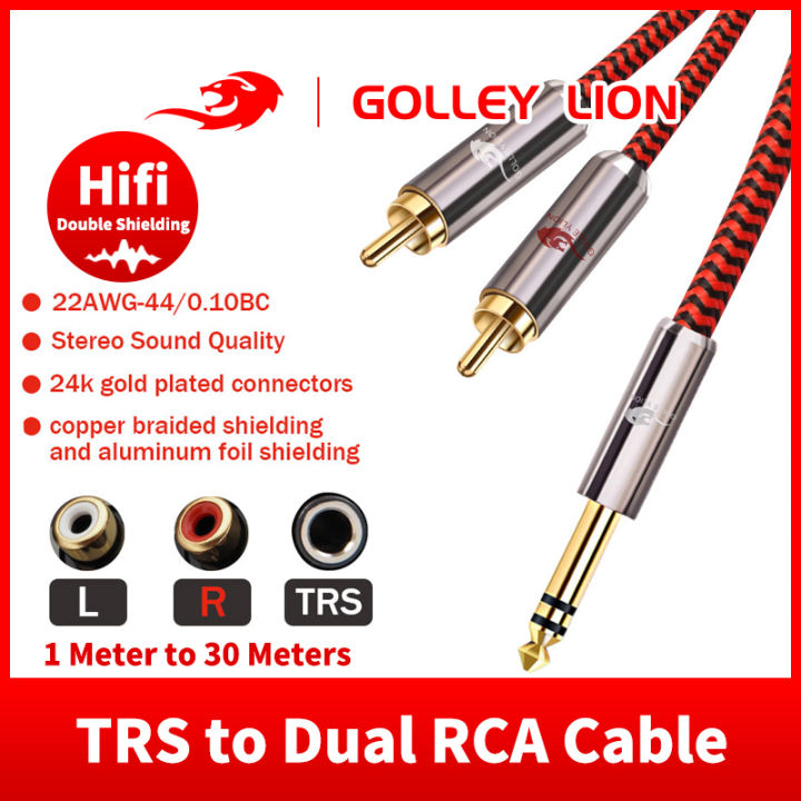 GOLLEY LION 1/4 to RCA Cable, Quarter inch TRS to RCA Audio Cable 6 ...