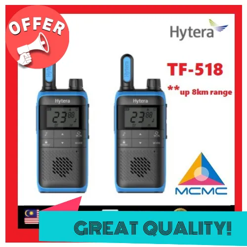 ! Hytera Push 2 Talk Walkie Talkie TF-518 [SIRIM APPROVED] with Local Ready Stocks for Up to 8KM ...