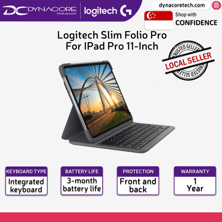 Logitech Slim Folio Pro Backlit keyboard Case for iPad Pro 11-inch (1st, 2nd, 3rd & 4th gen ...