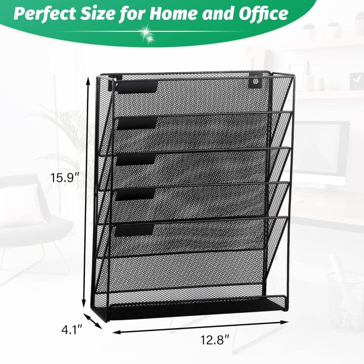 EASEPRES Desk File Organizer Mesh 5-Tier, Hanging Wall Mount Document ...