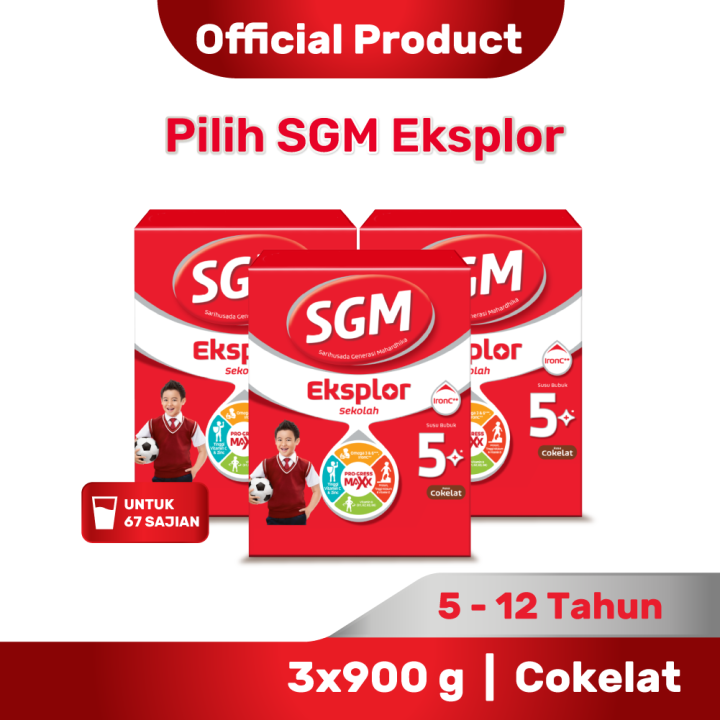 SGM Eksplor 5+ dengan IronC Susu Bubuk Rasa Cokelat 900GR x 3 | Lazada Indonesia
