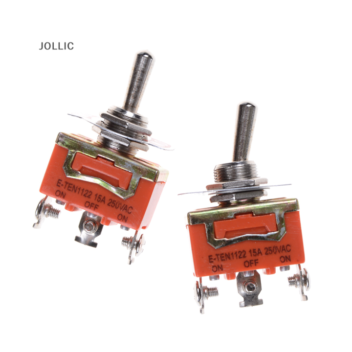 JOLLIC 3 Terminals Orange SPDT Locking Toggle Switch 250V 15A ON-OFF-ON ...