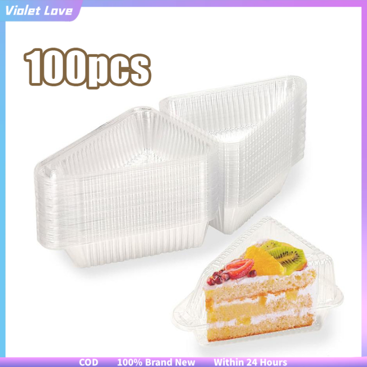 100Pcs Triangle Clamshell Cake Box Slice Cake Container Clear Sandwich ...