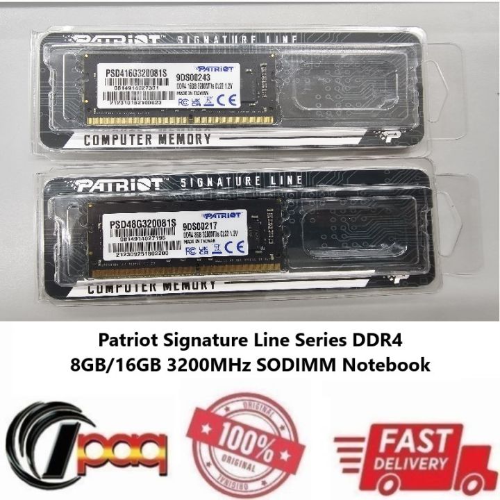 Patriot Signature Line Series DDR4 8GB/16GB 3200MHz SODIMM Notebook RAM ...