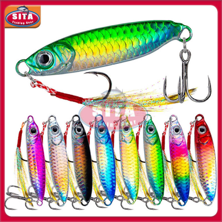 SITA Metal Fishing Lure Slow Sinking Jigs 6Colors 3D Eyes Artificial Laser Fishing Bait 7g/10g ...