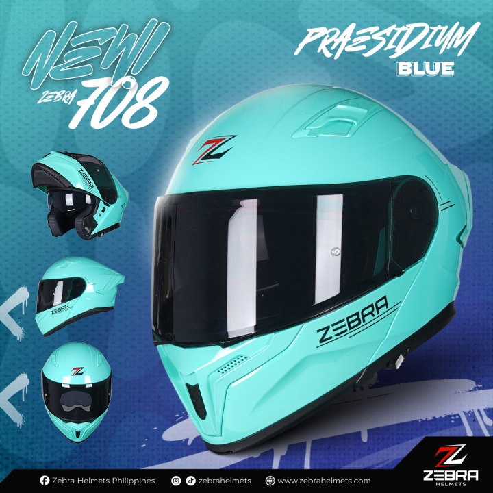 ZEBRA 708 PRAESIDIUM Men's Modular helmet full face dual visor for ...