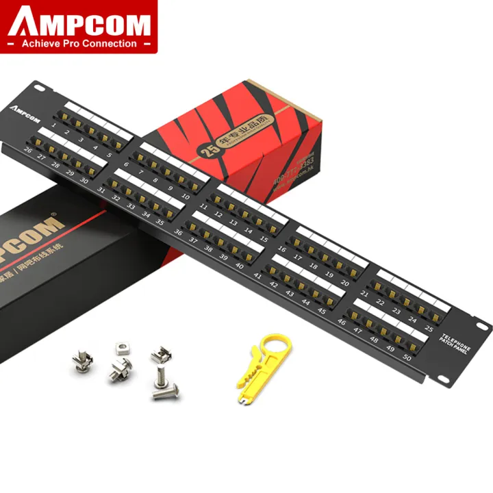 AMPCOM Telephone Patch Panel, 25/50 Ports Patch Panel, Cabinet Rack ...