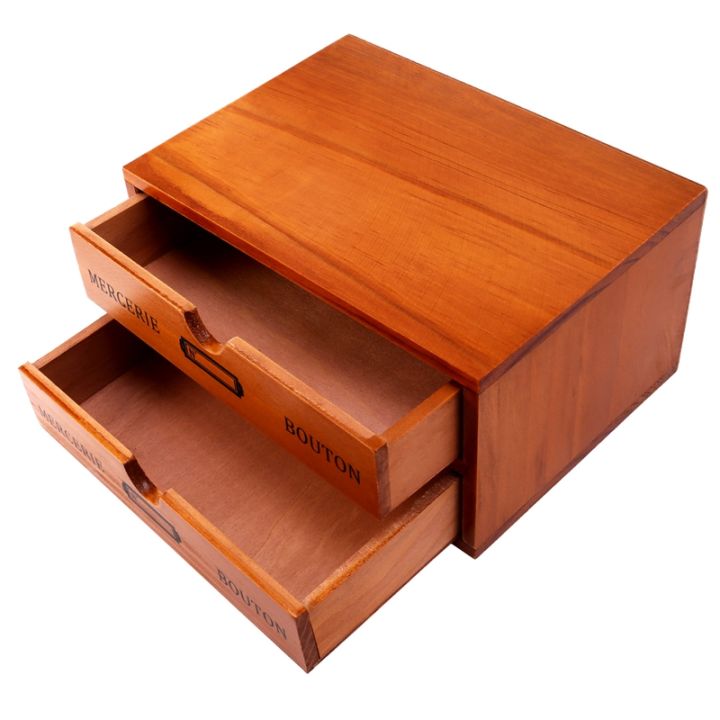 Small Wood Desktop Organizer Storage Box with Drawers, Desktop Storage ...