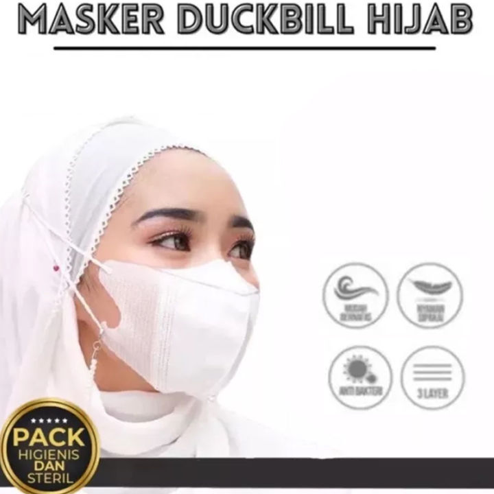 Headloop Hijab Face Mask HEADLOOP Mask Duckbill 3D Face Mask Kemenkes ...
