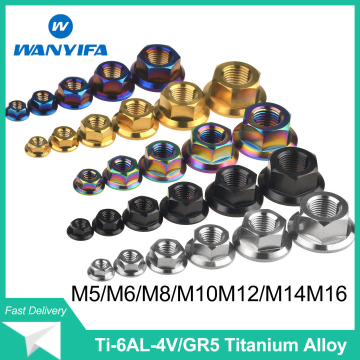 Wanyifa Titanium ถั่ว M5/M6/M8/M10/M12/M14/M16หน้าแปลน Hex Nut Titanium Alloy DIN6923สำหรับ ...