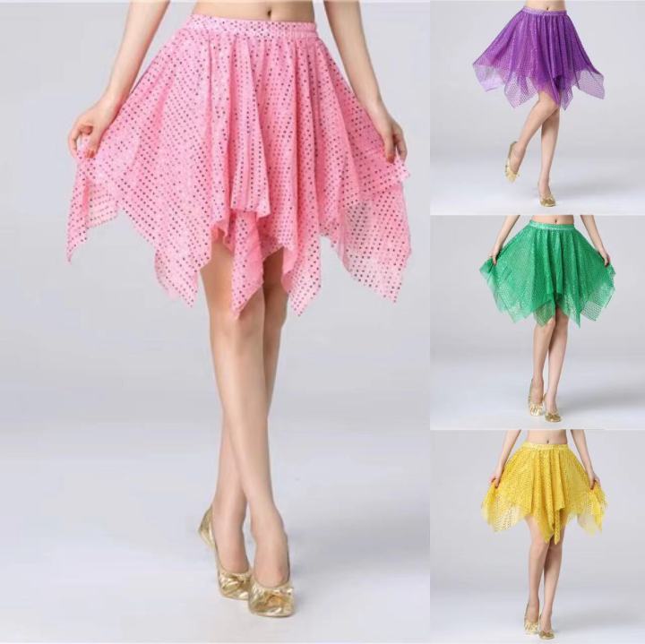 Adult women's dance dress Latin bright spot floating skirt beginner ...
