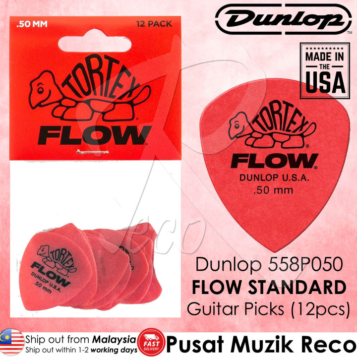 Dunlop 558P050 Tortex Flow Standard 0.50mm Guitar Picks Player Pack ...