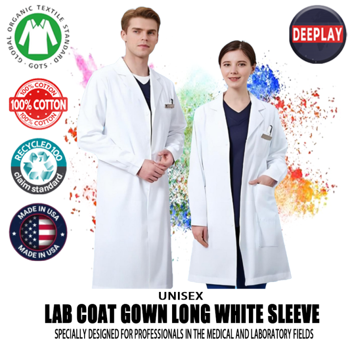 Lab Gown Long Sleeve Lab Coat White Coat Lab Gown Women Lab Coat White ...