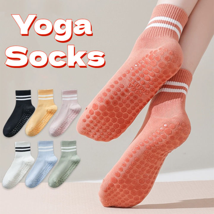 CEEKEY ถุงเท้าโยคะผ้าฝ้ายแท้มืออาชีพหญิงพิลาทิสฤดูใบไม้ผลิและฤดูร้อน ...