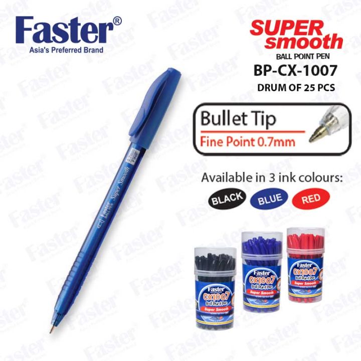 Faster BP-CX-1007 Super Smooth 0.7mm Ball Point Pen (1 pcs) (Black/Blue ...