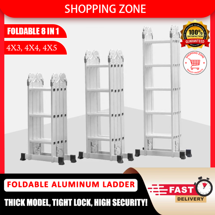 Foldable ALUMINUM LADDER 12FT 16FT 20FT Aluminum Alloy Ladder ...