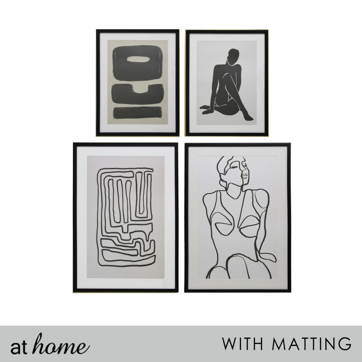 At Home Monochromatic Nordic Abstract Wall Frame Ready to Hang Wall ...