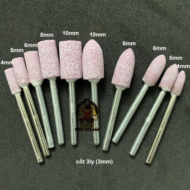Bộ 10 mũi đá mài mini chân 3ly - Phụ kiện máy khoan mài khắc mini đa ...