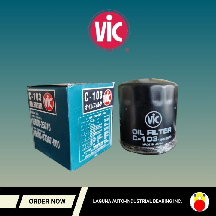VIC Oil Filter C-103 for Toyota 2T, 5R, Kubota Tractors L3218, L3608 and Harvesters DC60, DC70 ...