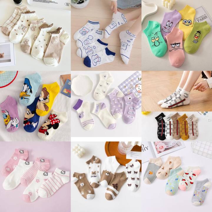 Korean Socks For Woman 5 Pairs Ankle Socks | Lazada PH