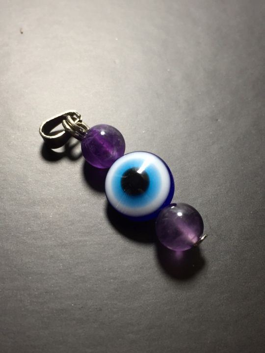 Amethyst Crystal Stone 6mm with Evil eye protection Pendant | Lazada PH