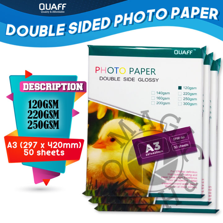 MP00 A3 Size QUAFF Double Sided Glossy Photo Paper (50 sheets / pack ...
