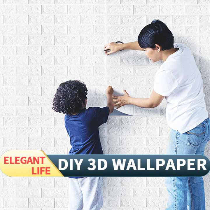 White 3D Wallpaper Self Adhesive Brick Sticker and Adhesive Waterproof ...
