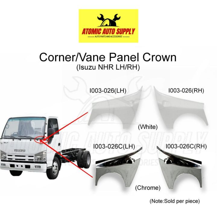 ISUZU NHR CORNER/VANE PANEL CROWN (CHROME LH /RH - I003-026C / WHITE LH ...