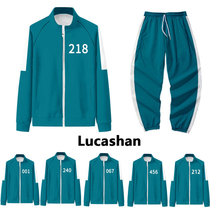 Squid Game Costume 456 218 001 212 240 Green Jacket Pants Sweatshirt ...