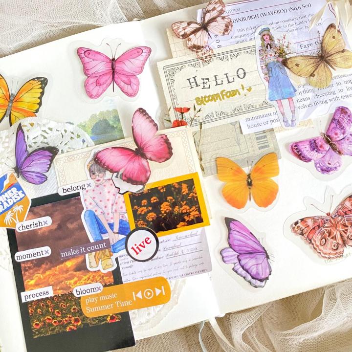 Sticker BUTTERFLY / Stiker Kupu Kupu Hiasan DIY Scrapbook Journal Bujo ...
