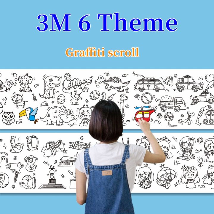 3M Kids Coloring Roll Painting Rolls Drawing Paper Children's Graffiti ...