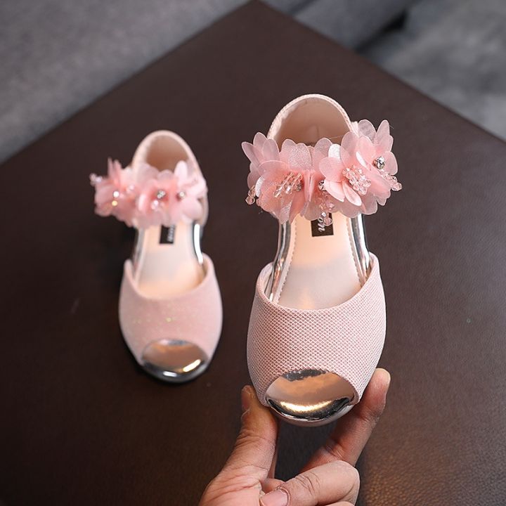 Kids Princess Leather Shoes Fashion Korean Style Baby Girls Peep-toe ...