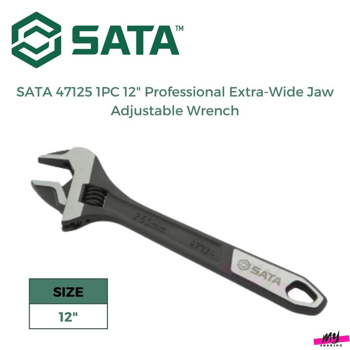 SATA 47125 12" Professional Extra-Wide Jaw Adjustable Wrench ( 1PC ...