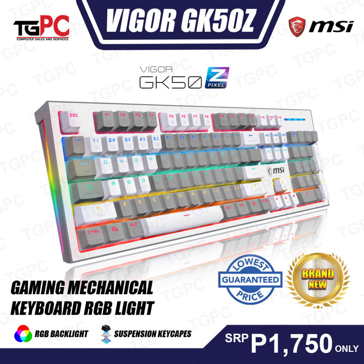 MSI GK50Z PIXEL Gaming Mechanical Keyboard ( White + GRAY 40°-60°) (White + PINK 40°) with RGB ...