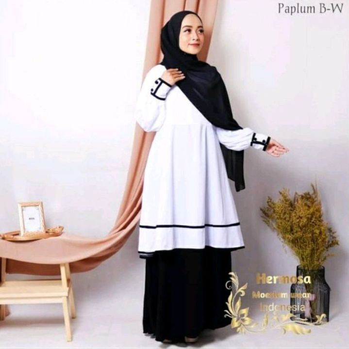 Hermosa - Seragam Kantor Muslimah Bahan Paplum One Set | Seragam Kantor ...