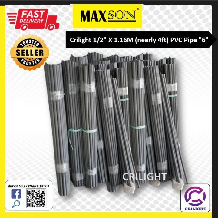 PAIP PVC 1/2" X 1.16M (hampir 4 kaki) Paip PVC "6" / 4FT (5 / 10 / 20 ...