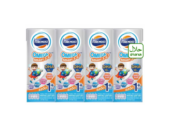 Foremost Omega 369 UHT milk Smart 1 Plus, plain flavor, 180 ml. Pack of 4 | Lazada.co.th