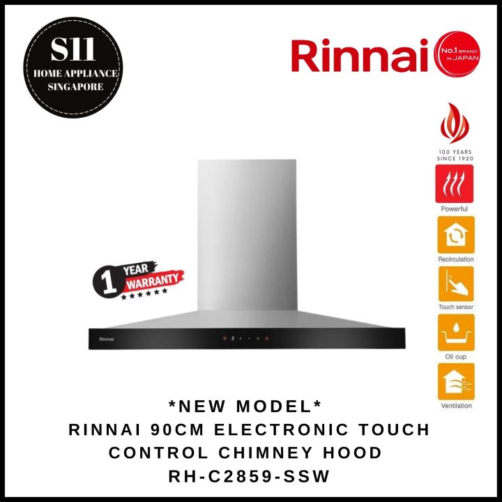 *NEW MODEL* RINNAI 90CM ELECTRONIC TOUCH CONTROL CHIMNEY HOOD RH-C2859 ...