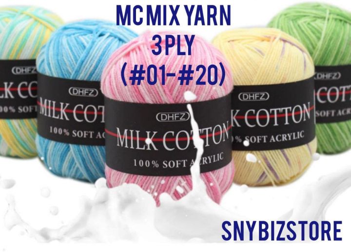 Crochet Yarn Mix Colour 3 Ply (MCM3P-01-MCM3P-41) | Lazada