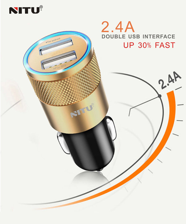 100% ORIGINAL NITU NT-CC805 DUAL PORT CAR CHARGER 2.4A WITH MICRO USB DATA CABLE | Lazada