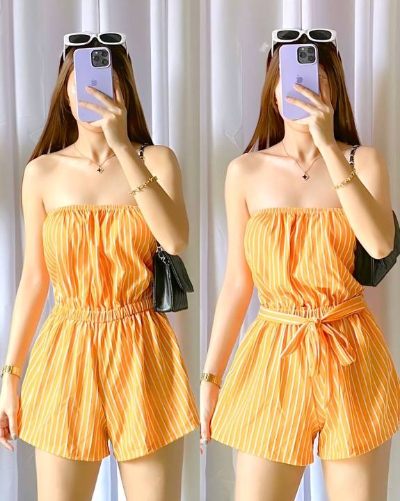 Melai tube stripe romper | Lazada PH