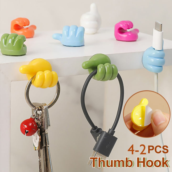4PCS Multifunctional Thumb Hooks Cable Organizer Clips Thumbs Up Shape ...