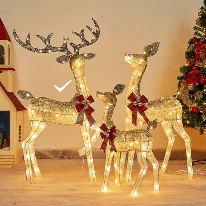 Pajangan Natal Rusa Besar Pita Merah Pinus Kawat Lampu Warm White ...