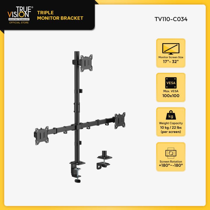 True Vision Triple Monitor Bracket for 17″-32″ Monitors TV110-C034 ...