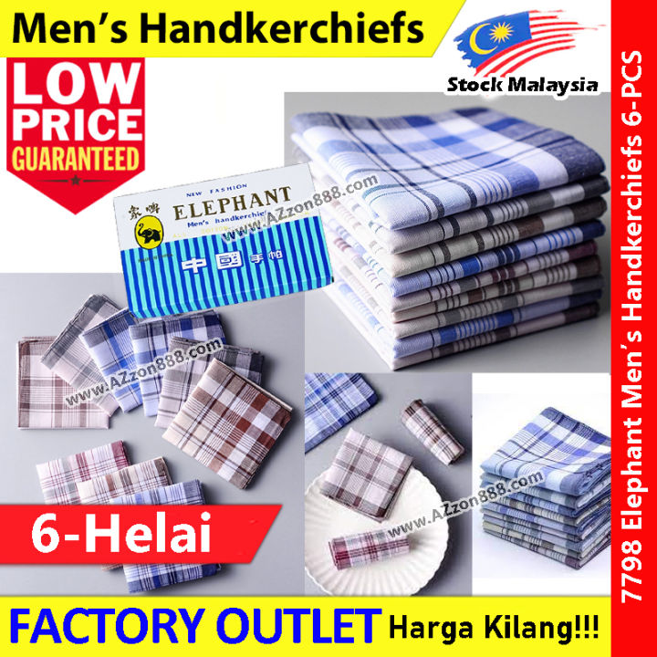 【6-PCS】Elephant Men's Handkerchiefs / Sapu Tangan #Elephant #Men's # ...
