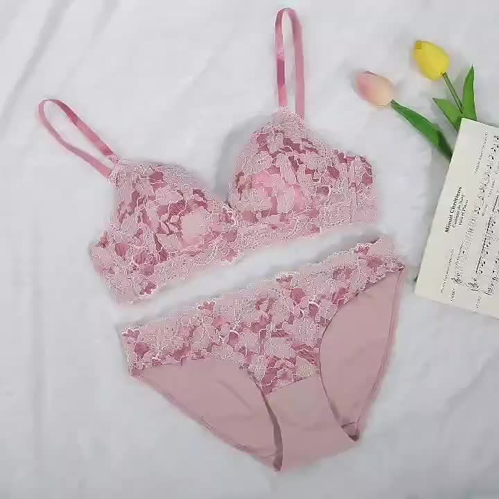 LZD 2023 New Fashion High-End Lace Bra Wireless Deep V Push up Small ...